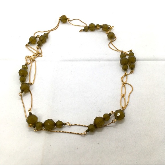Pilgrim | Jewelry | Pilgrim Danish Design Long Gold And Olive Green ...